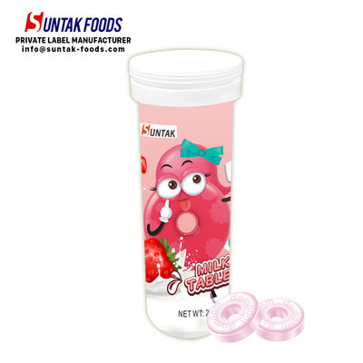 Private label good tasty milk tablet for your children(Milk flavor,youghurt flavor,strawberry flavor)