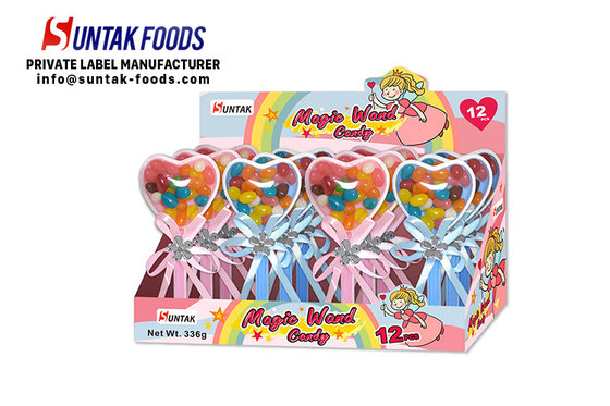 Colorful tasty jelly bean candy in magic wand for princesses