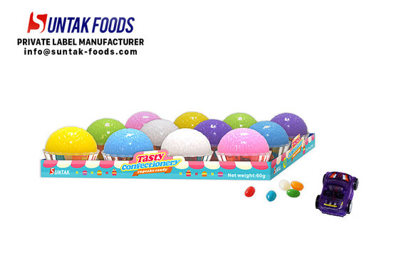 Colorful tasty confectionery cupcake jelly bean candy for children
