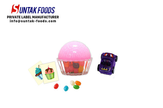 Colorful tasty confectionery cupcake jelly bean candy for children