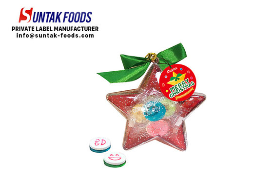 Seasonal candy Christmas tree and star smile candy for promotion