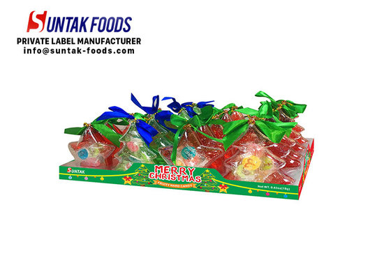 Seasonal candy Christmas tree and star smile candy for promotion