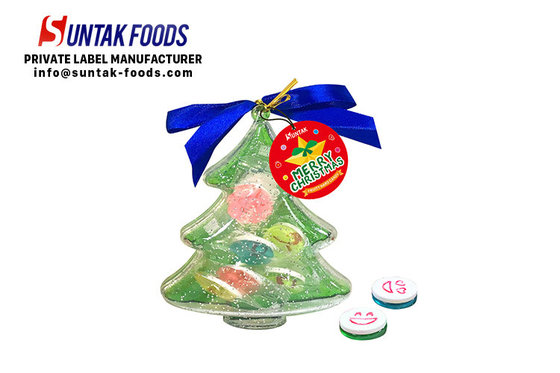 Seasonal candy Christmas tree and star smile candy for promotion