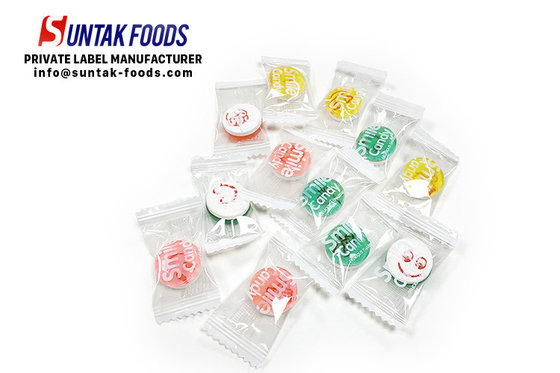Bottle packing two layers colors sour fruity flavors smile candy