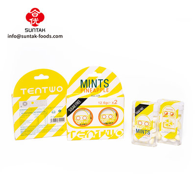 Private label sugar free mints fruity tablet candy in plastic container for cotton mouth
