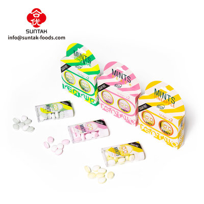 Private label sugar free mints fruity tablet candy in plastic container 12.6g*2