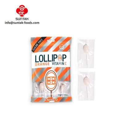 Orange fruit Flavored Lollipop Candy Sugar Free Holiday Lollipop Candy With Vitamin C