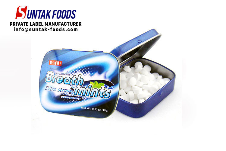 Sugarless Tin Box Candy Xylitol Pressed With Extra Cool Taste , Size OEM