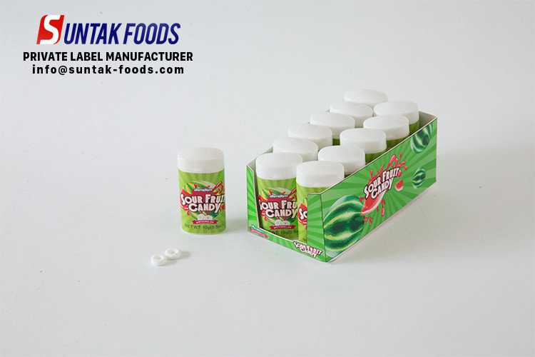 Red and Green Dots Sugar Free Sour Candy in Circle Shape / Watermelon Flavor