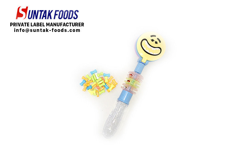 Toy Candy Smile Face Colorful Compress Candy Plastic Tube , Toy Candy