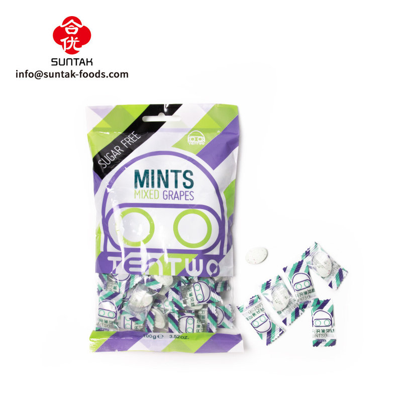 Tablet Candy Sugar Free Mint Flavoured In Bag Pack 100G Mixed Grape Flavor