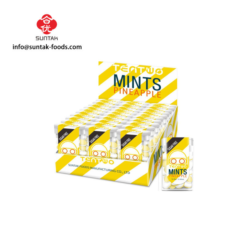 Private label sugar free mints fruity tablet candy in plastic container 12.6g