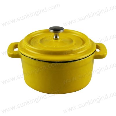 Mini enamel cast iron cookware round pot Diameter 14cm red/blue/green/orange color