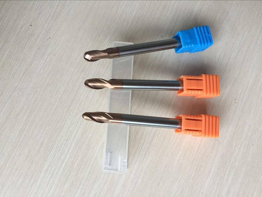 Carbide Ball Nose End Mill HRC55 Golden color coating with good quality 2 flutes have large stock