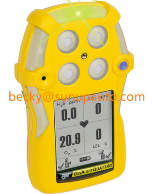 Honeywell GasAlertQuattro 2-Gas Detectors QT-X0H0-A-Y-NA O2 H2S Alkaline Battery Yellow Housing