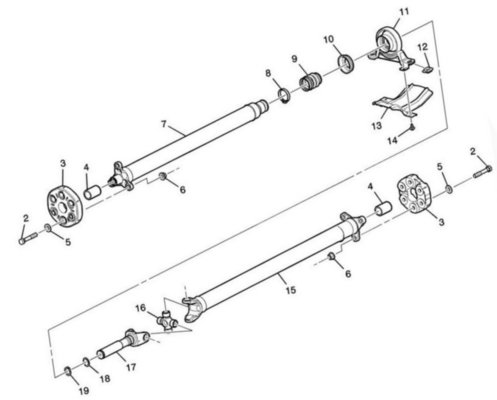 Cadillac CTS 4DR 2004-2007 Front and Rear Drive Shaft/Propeller Shaft 25773497 25773495