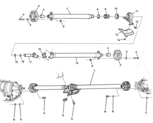 Cadillac CTS 4DR 2004-2007 Front and Rear Drive Shaft/Propeller Shaft 25773497 25773495