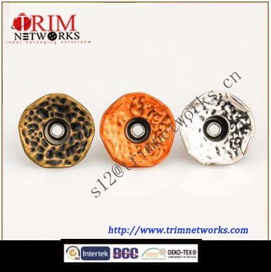 Brass Jeans 15MM&17MM HVB Orange copper/HVB Nickle/HVB Anti-brass irregular seal face jeans fashion metal button