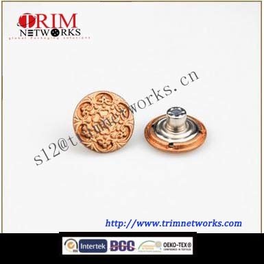 Alloy jeans 20MM Matt Rose Gold six plum flower plastic inside fashion accessories button