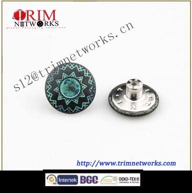 Brass jeans 20MM&17MM Black Green sunflower pattern round fashion accessories button