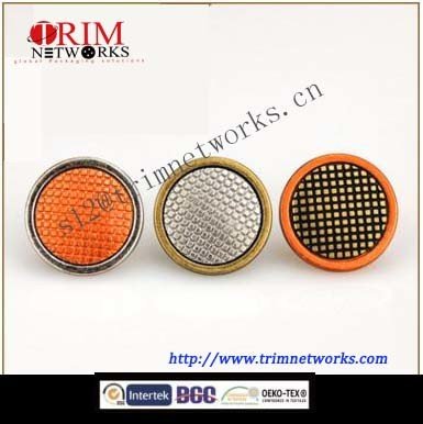 Alloy jeans 18MM HVB Anti brass-orange/Orange-nickle/Nickle-anti brass double colors grid small round edge button