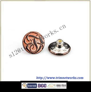 Brass jeans 17MM&20MM HVB Black Sorbet convex flowers and lines plastic inside fashion accessories button