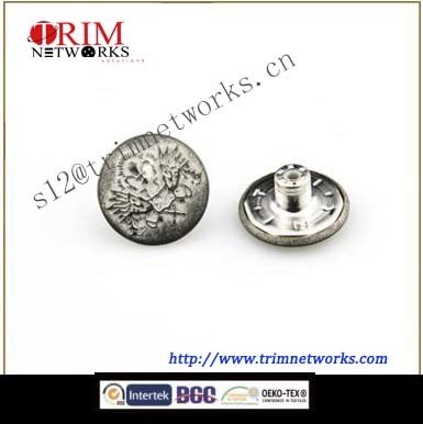 Brass jeans 20MM HVB Oxid Tin convex vintage pattern round fashion accessories button