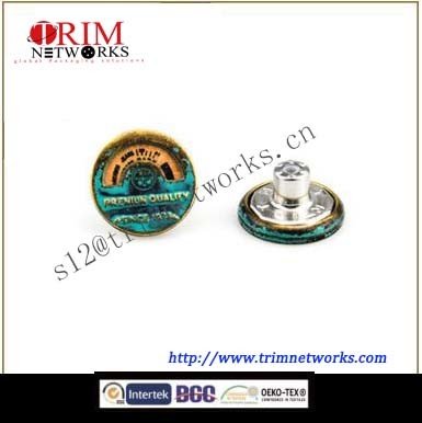 Alloy jeans 19MM HVB Anti-brass with klunky effect groove with paper surface with letters accessories button