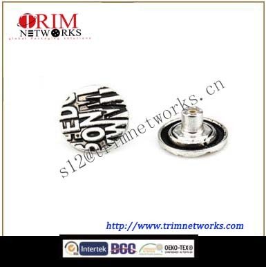 Alloy jeans 19MM HVB nickle with black effect uneven letters accessories button