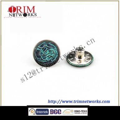 Brass jeans 20MM HVB DK Bronze with green effect concave rose flower fashion accessories button