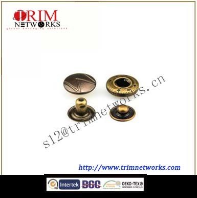 Brass snap 15MM button cap M logo with #484 buttom part HVB Anti brass fashion metal button