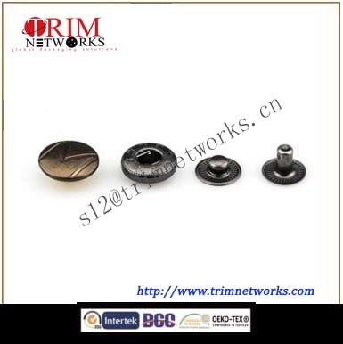 Brass snap 15MM HVB Anti brass button cap M logo with #HVB Gunmetal 484 buttom part fashion metal button