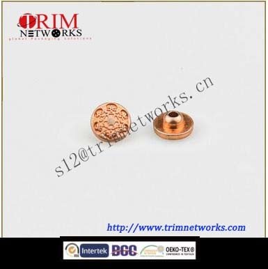 Alloy rivet 10MM HVB Matt Rose Gold concave flower pattern fashion metal button