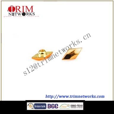 Alloy rivet 14.6MM*7.4MM brass with gold convex rhombus fashion metal button