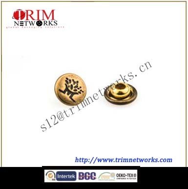 Brass rivet 8MM HVB Anti brass concave tree pattern fashion metal button