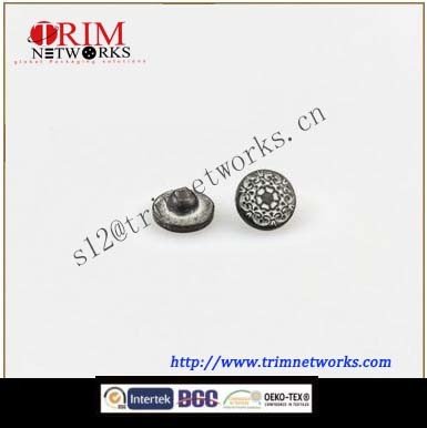 Alloy rivet 10MM HVB Old Tin concave flower pattern fashion metal button