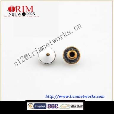 Alloy rivet 9MM HVB brass with white oil funnel shaped fashion metal button