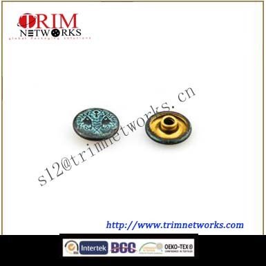 Brass rivet 11MM HVB Black Green convex vintage pattern round fashion metal button