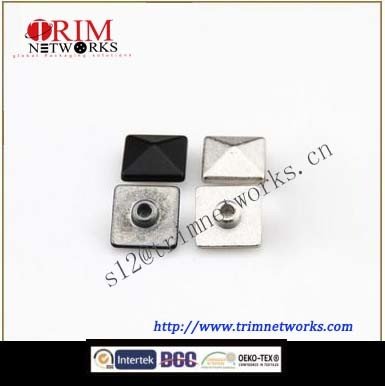 Alloy rivet 12MMX12MM Matte black/spraying sand nickle square tower shaped fashion metal button