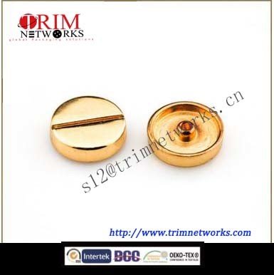 Alloy rivet 12MM&19MM HVS gold single canal flat fashion metal button