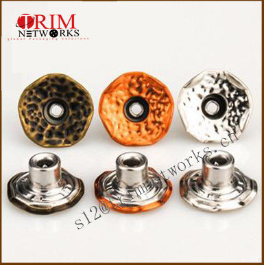 Brass Jeans 15MM&17MM HVB Orange copper/HVB Nickle/HVB Anti-brass irregular seal face jeans fashion metal button