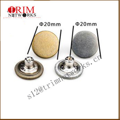 Alloy jeans 20MM HVB Gunmetal/HVB Anti-brass plastic inside round and smoth fashion accessories metal button