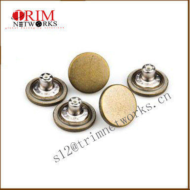 Alloy jeans 20MM HVB Gunmetal/HVB Anti-brass plastic inside round and smoth fashion accessories metal button
