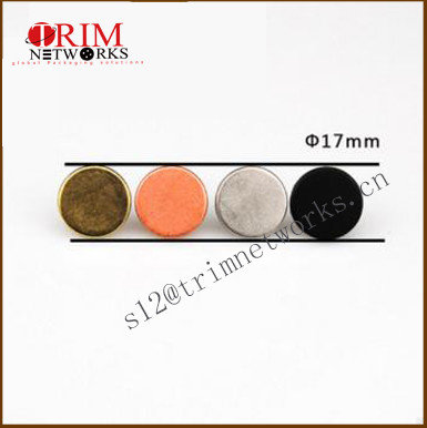 Alloy jeans 17MM HVB Brass/HVB Matte copper/HVB Matte nickle/Matte black plastic inside round and smoth metal button