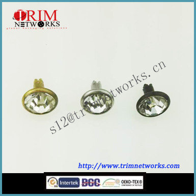 Brass rivet metal button maker with stone 9MM Gold/ Nickle/ Anti-Copper with metal parts,transparent round stone