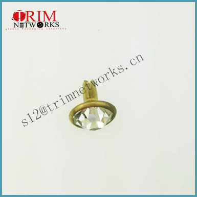 Brass rivet metal button maker with stone 9MM Gold/ Nickle/ Anti-Copper with metal parts,transparent round stone