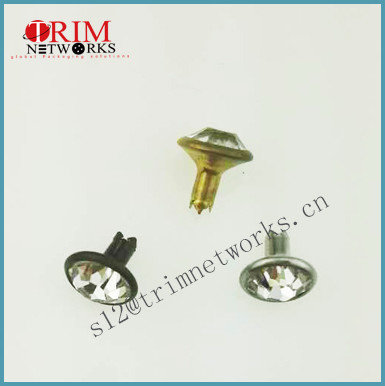 Brass rivet metal button maker with stone 9MM Gold/ Nickle/ Anti-Copper with metal parts,transparent round stone