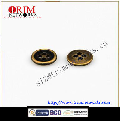 Alloy 4Holes 12MM HVB Anti brass round edge fashion metal button