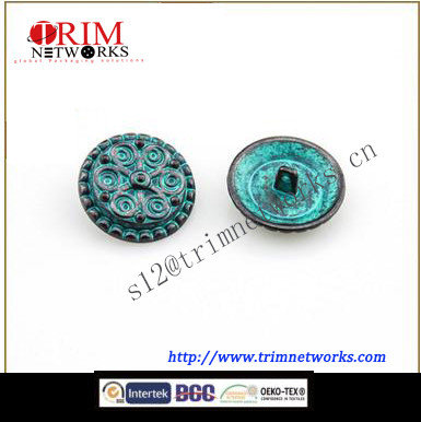 Alloy 22.8MM HVB Black Green fashion metal shank button