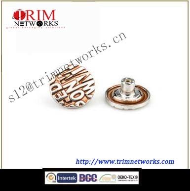 Alloy jeans 19MM HVB nickle with rust effect uneven letters accessories button